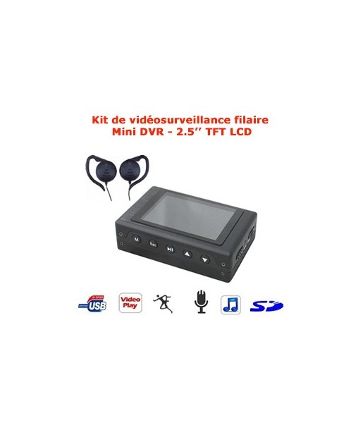 Kit de vidéosurveillance oreillette avec mini DVR portable