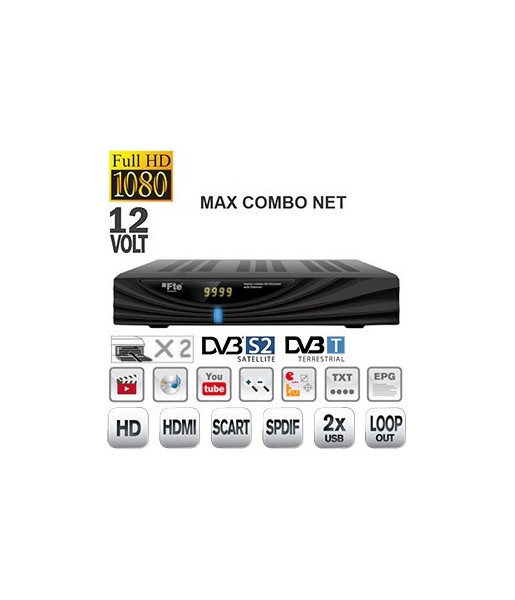 Récepteur numérique MAX COMBO NET (TNT / SAT) HD - 2x USB - LAN - Loop out
