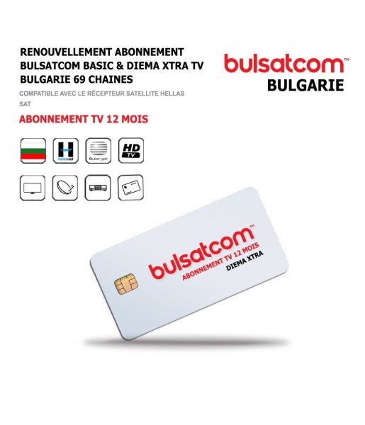 Renouvellement Bulsatcom TV Bulgarie 12 mois Basic + Diema XTRA