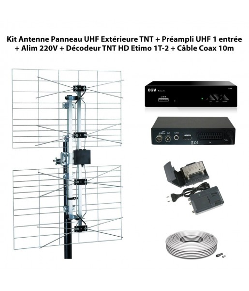 Kit antenne TNT + préampli + décodeur Etimo HD
